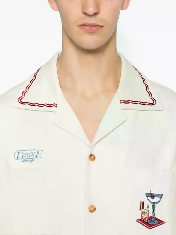 Drole De Monsieur Embroidered Pocket Shirt - Neutrals