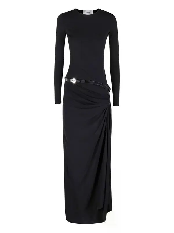 Coperni Long-sleeve Draped Maxi Dress - Black