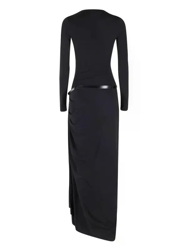 Coperni Long-sleeve Draped Maxi Dress - Black