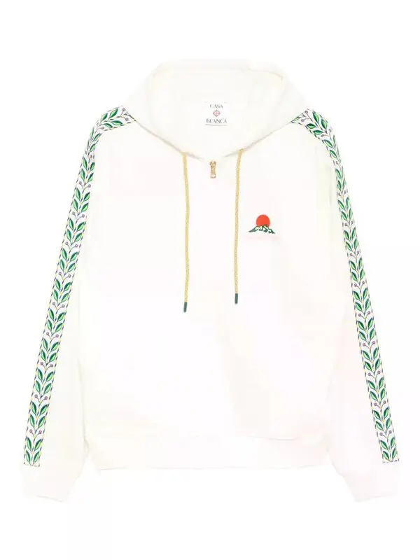 Casablanca Laurel Tape Zip Up Hoodie Jacket - White