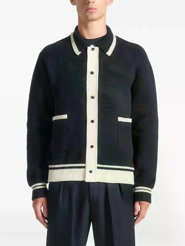 Manière De Voir Classic-collar Combed-cotton Knit Cardigan