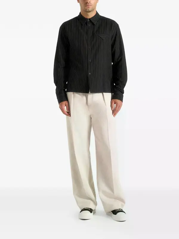 Manière De Voir Arlo Pinstripe Cropped Long Sleeve Shirt
