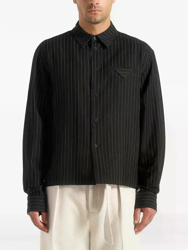 Manière De Voir Arlo Pinstripe Cropped Long Sleeve Shirt