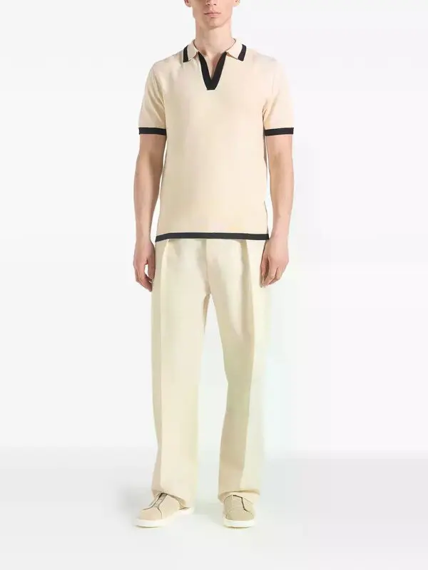 Manière De Voir Lambert Contrast-detail Knit Cream Polo Shirt