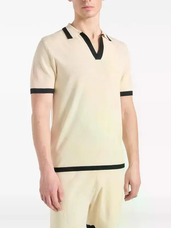 Manière De Voir Lambert Contrast-detail Knit Cream Polo Shirt