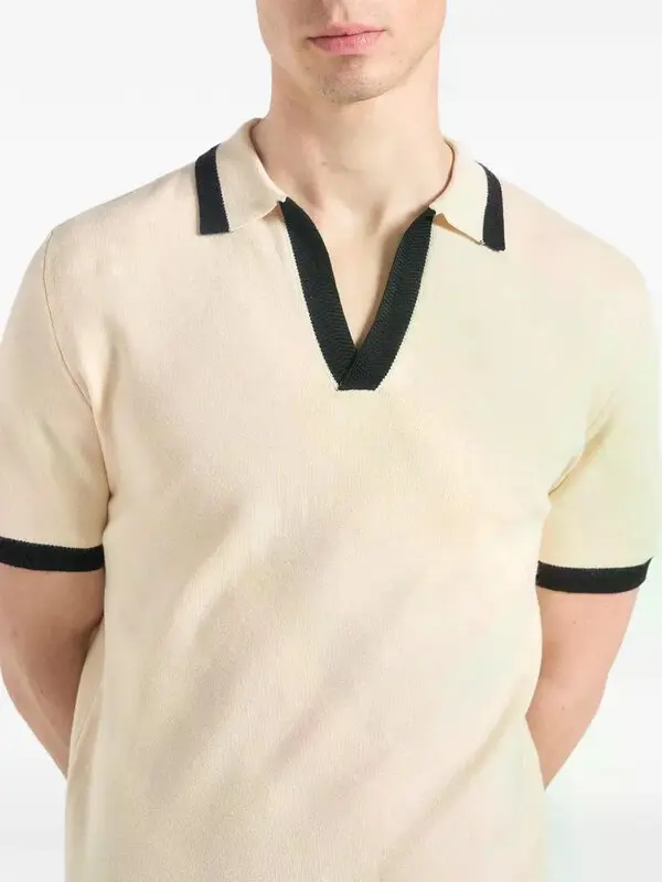 Manière De Voir Lambert Contrast-detail Knit Cream Polo Shirt