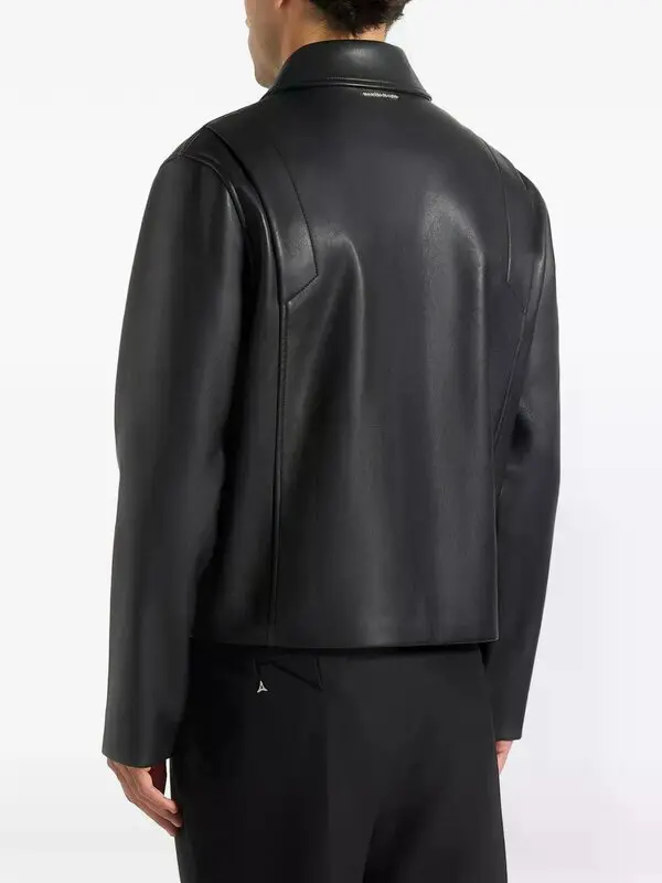 Manière De Voir Minimal Faux-leather Jacket With Silver Hardware - Black