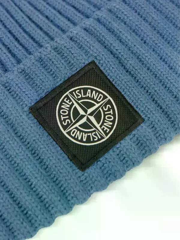 Stone Island Logo-patch Beanie - Blue