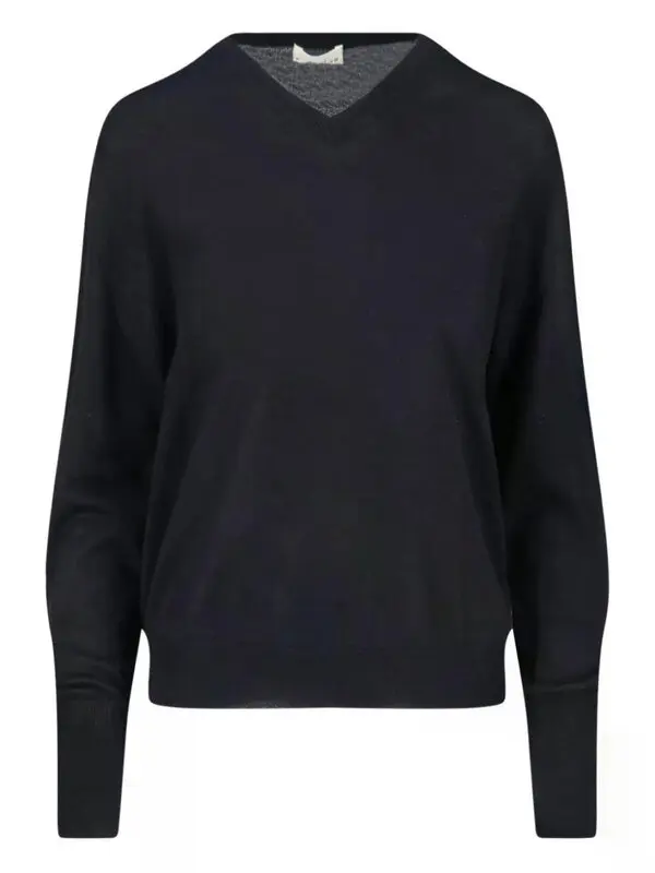 MA'RY'YA V-neck Long Sleeve Sweater - Black