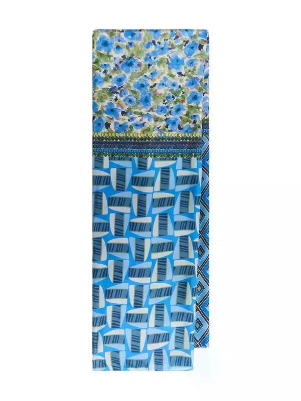 Malìparmi Floral Geometric-pattern Scarf - Blue