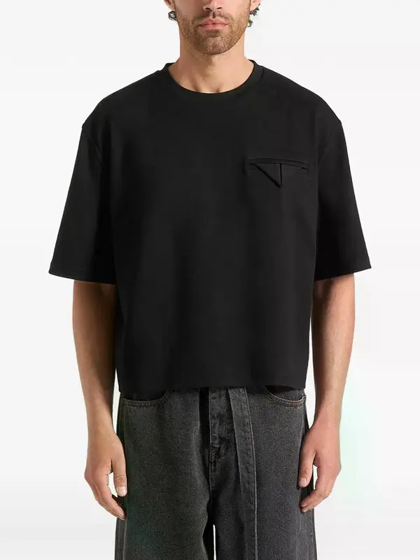 Manière De Voir Léon Boxy Cropped Crew-neck T-shirt - Black