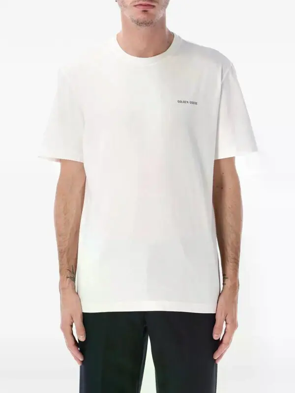 GOLDEN GOOSE T-shirt In Aged White Cotton Jersey - Neutrals