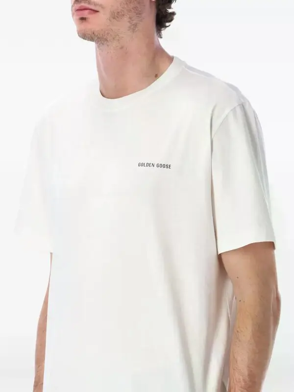 GOLDEN GOOSE T-shirt In Aged White Cotton Jersey - Neutrals