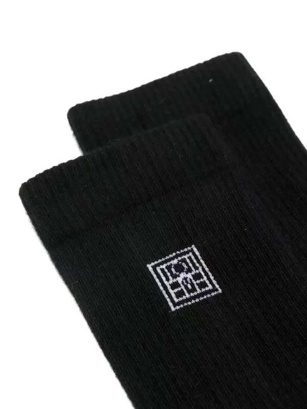 TOTEME Monogram-embroidered Socks - Black