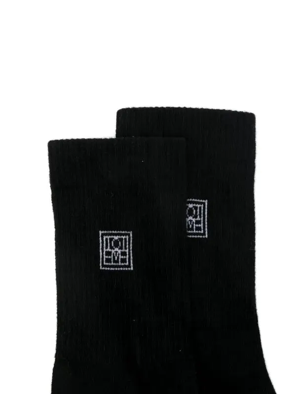 TOTEME Monogram-embroidered Socks - Black