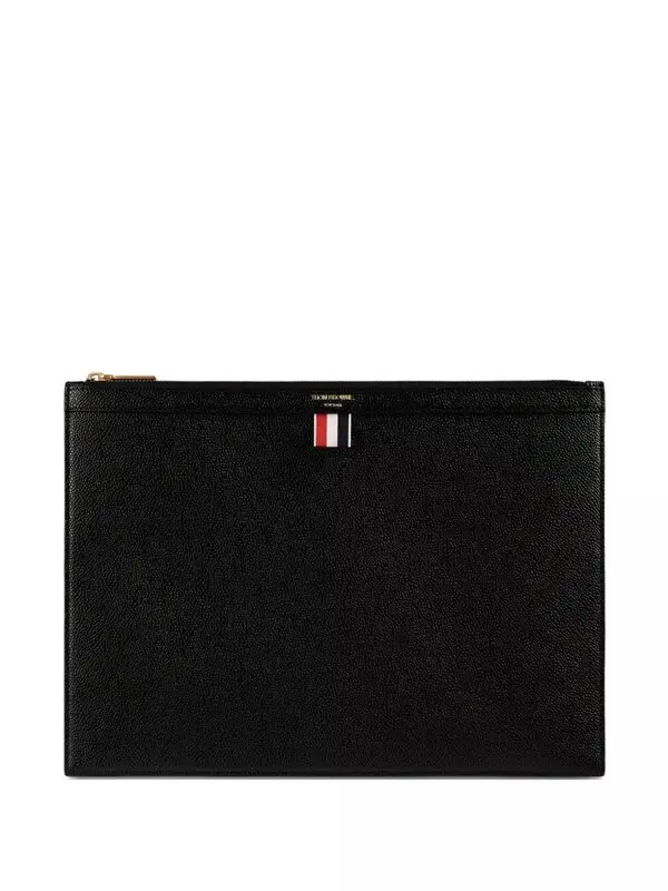 Thom Browne Logo-detail Leather Clutch - Black