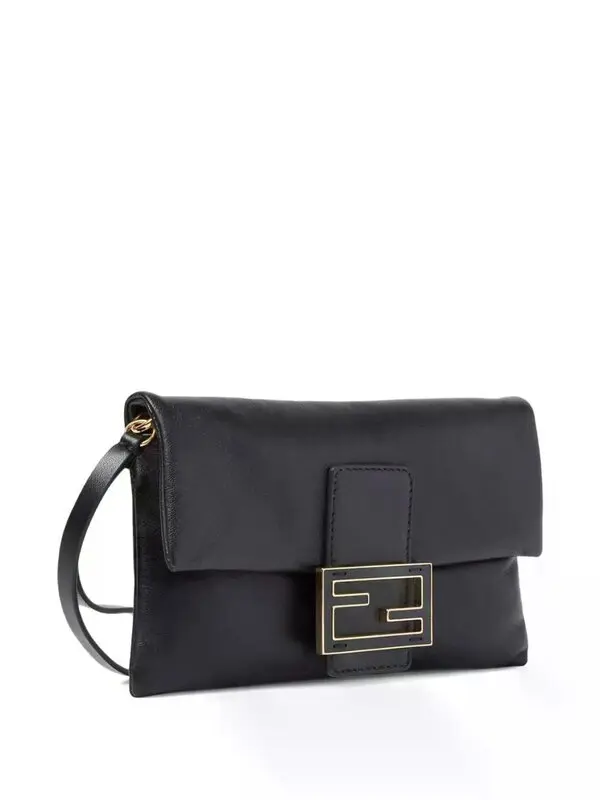 Fendi Mamma Baguette Leather Clutch - Black