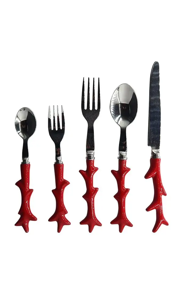 LES-OTTOMANS Set-of-five; Coral Cutlery - Multi