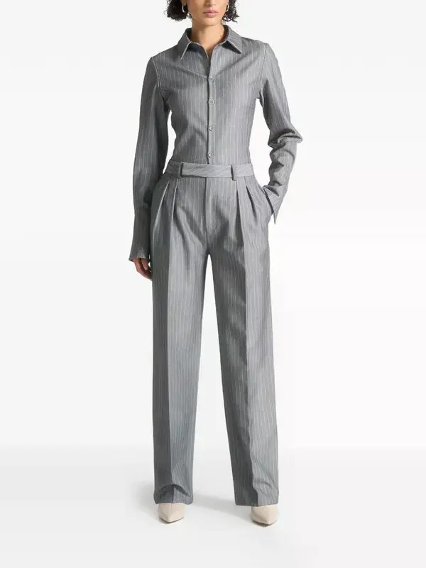 Manière De Voir Julie Pinstripe Twin Pleat Tailored Trousers - Grey