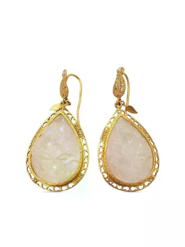 Coomi 20k Yellow Diamond And Moonstone Antiquity Earrings - Gold