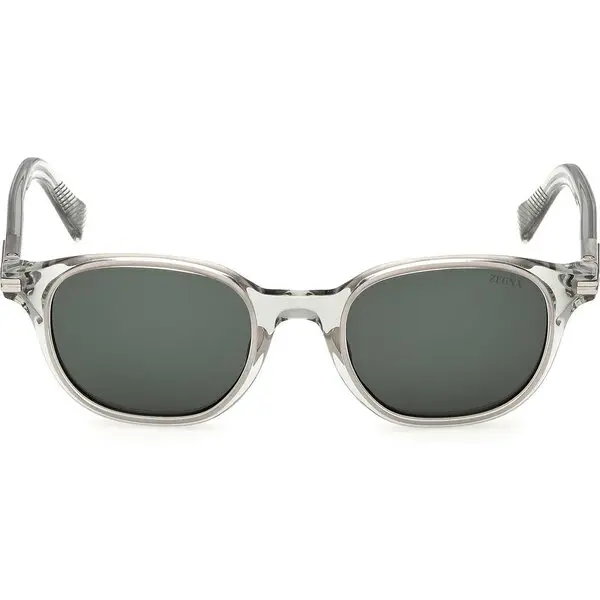 Zegna 50mm Round Frame Sunglasses - Transp Light Green/green