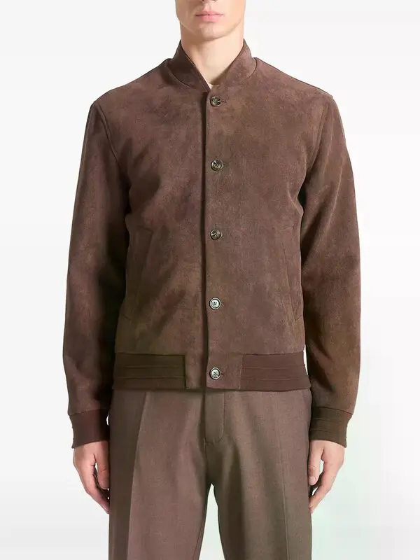 Manière De Voir Button Suede Bomber Jacket