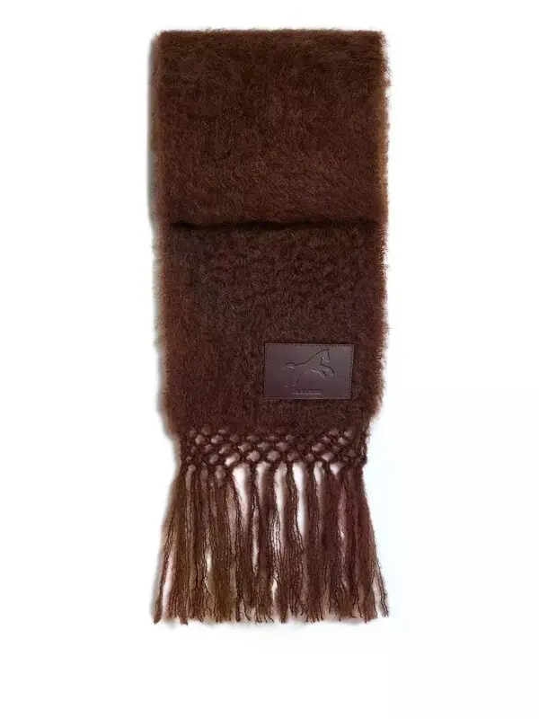 JIL SANDER Logo-patch Fringed Scarf - Brown