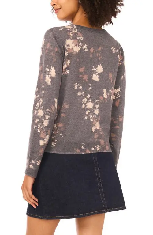 Vince Camuto Floral Print Cardigan - Swift Grey