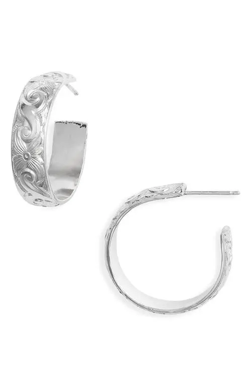 NASHELLE Thick Flora Hoop Earrings - Sterling Silver