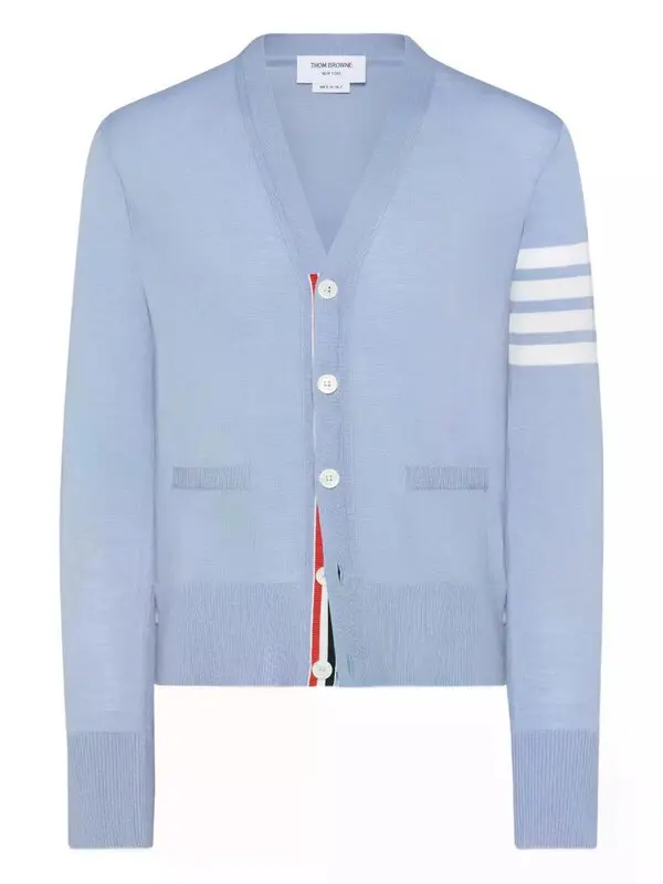 Thom Browne Sleeve-detail Ribbed Cardigan - Blue