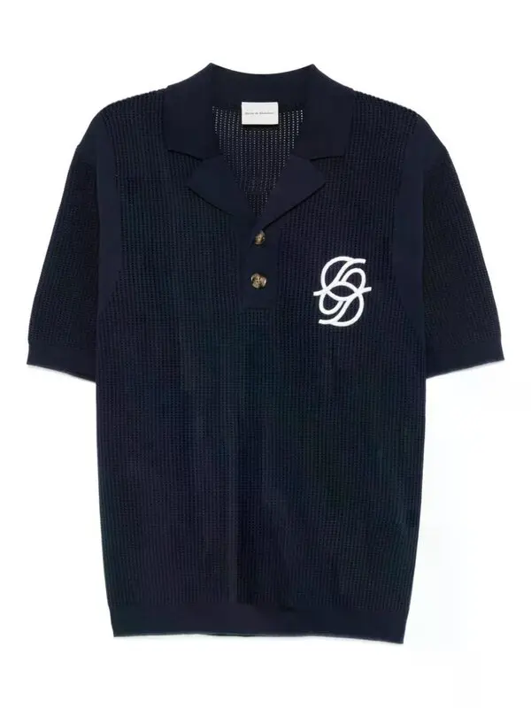 Drole De Monsieur Polo Maille Monogramme Polo Shirt - Blue