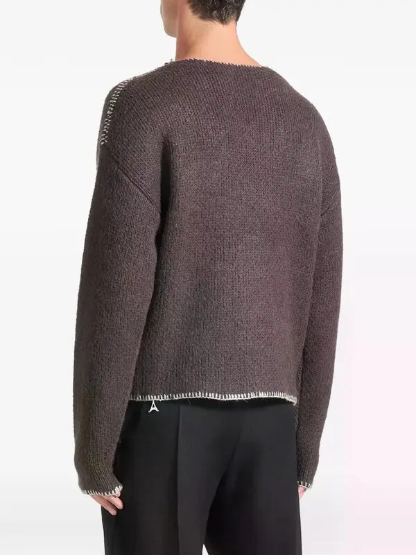 Manière De Voir Whipstitch Trim V-neck Knit Sweater