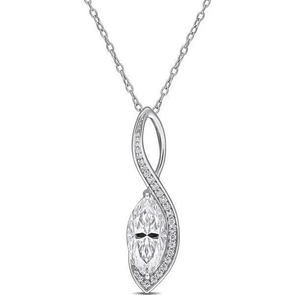 JULIANNA B. Moissanite Wave Drop Pendant Necklace - Sterling Silver