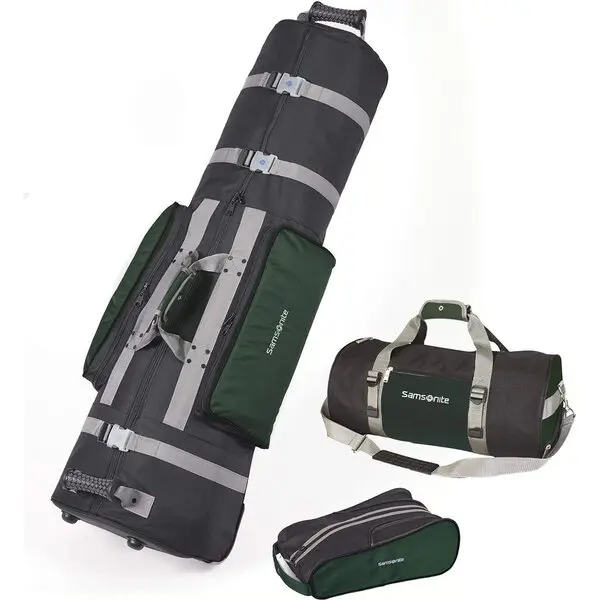 SAMSONITE Golf Deluxe 3 Piece Travel Set - Hunter Green/black
