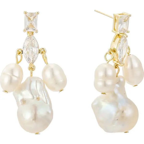 UNTAMED PETALS Astoria Pearl Drop Earrings - Gold