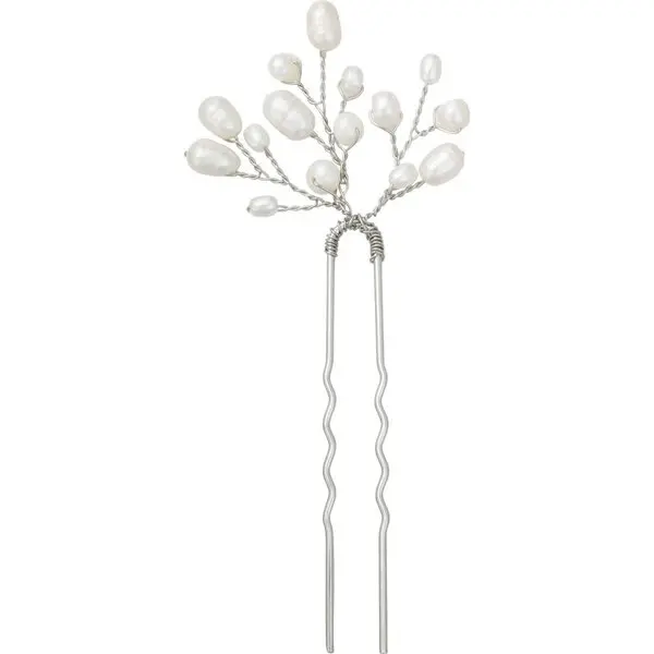 UNTAMED PETALS Parker Pearl Hair Pin - Silver