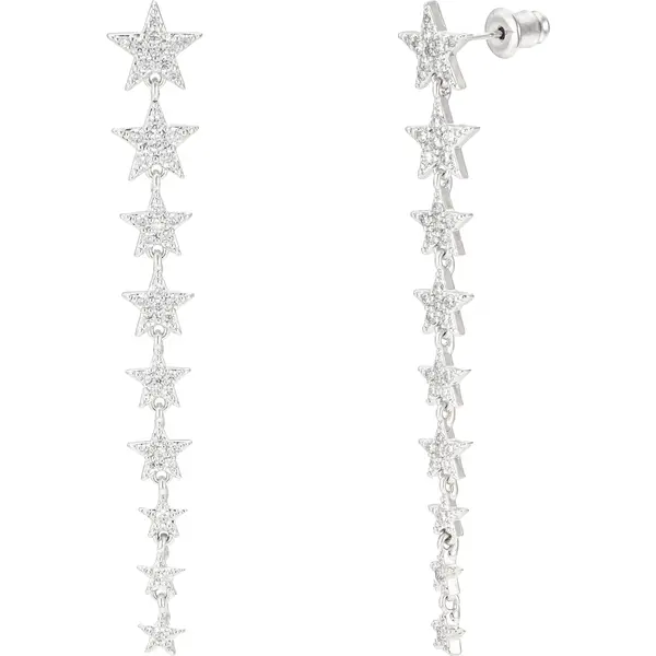UNTAMED PETALS Pave Crystal Star Drop Earrings - Silver