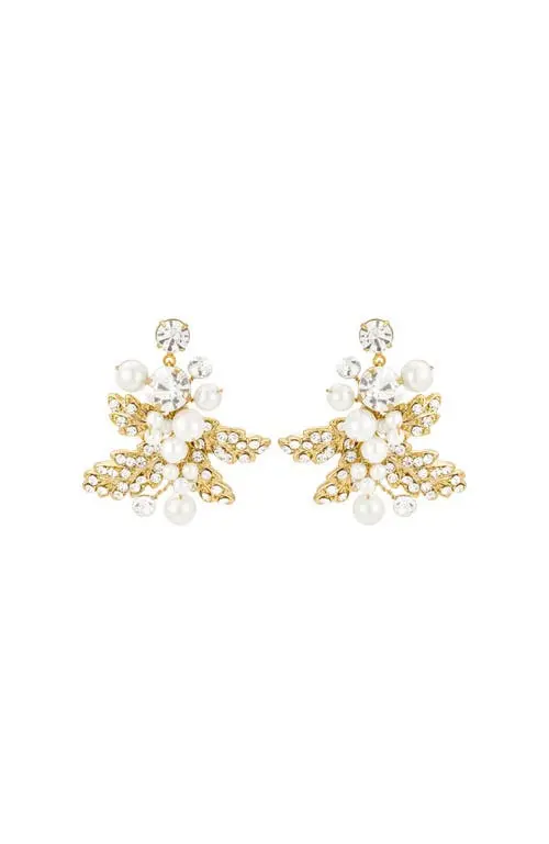 UNTAMED PETALS Gwen Crystal Floral Stud Earrings - Gold