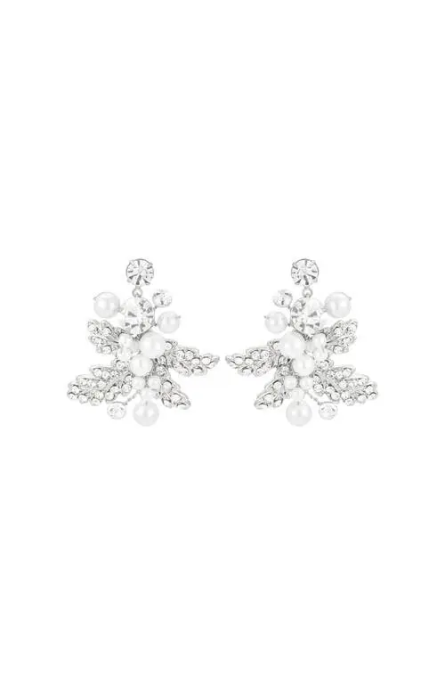 UNTAMED PETALS Gwen Crystal Floral Stud Earrings - Silver