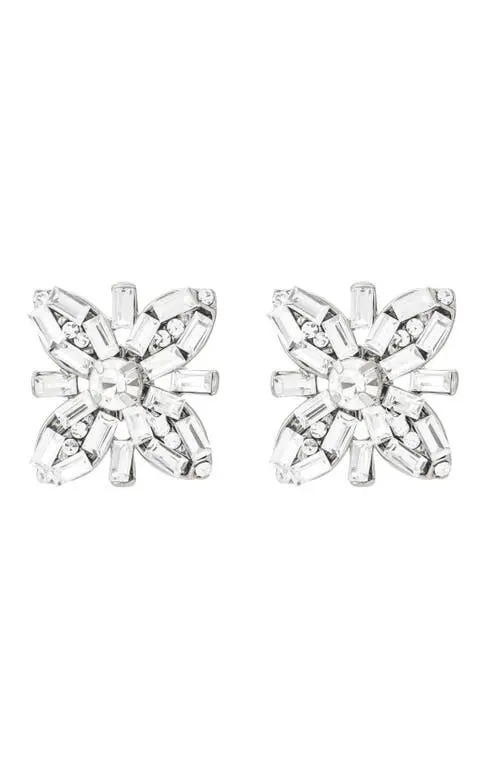 UNTAMED PETALS Quinn Crystal Stud Earrings - Silver