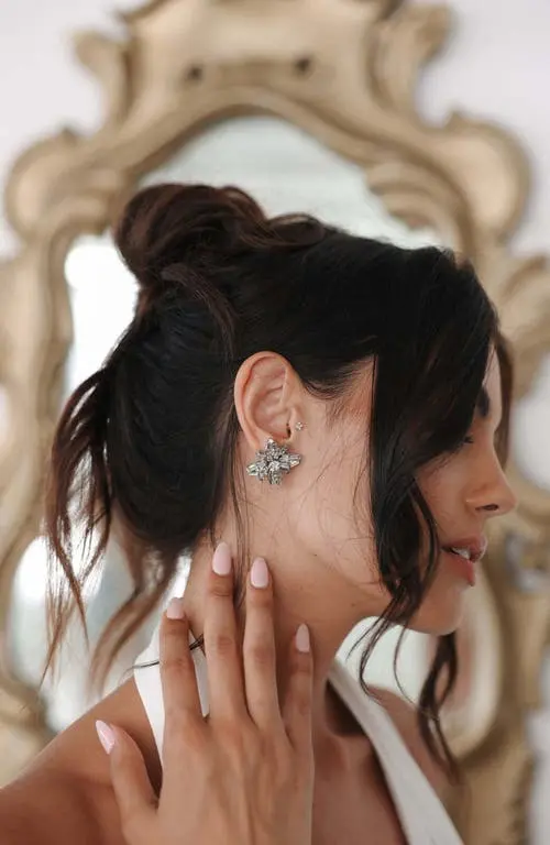UNTAMED PETALS Quinn Crystal Stud Earrings - Silver