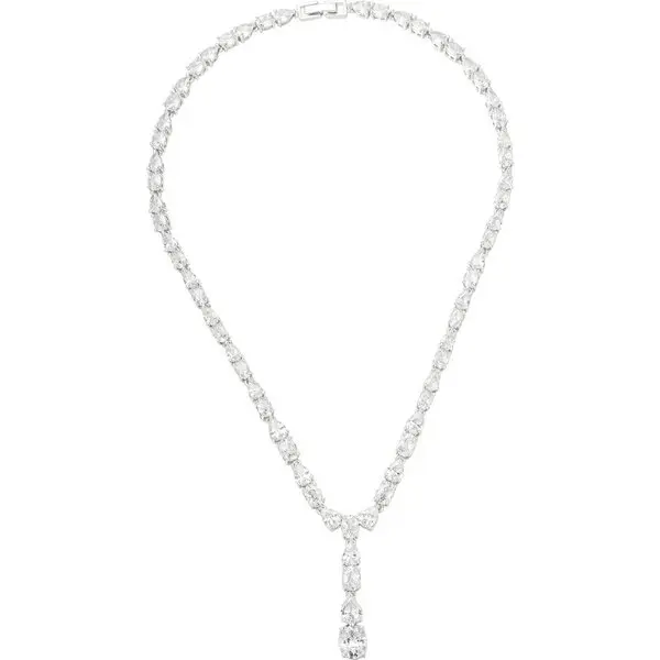 UNTAMED PETALS Gravity Crystal Drop Necklace - Silver