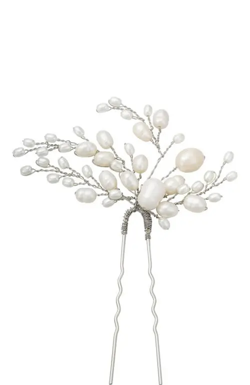 UNTAMED PETALS Poetry Freshwater Pearl Hair Pin - Silver