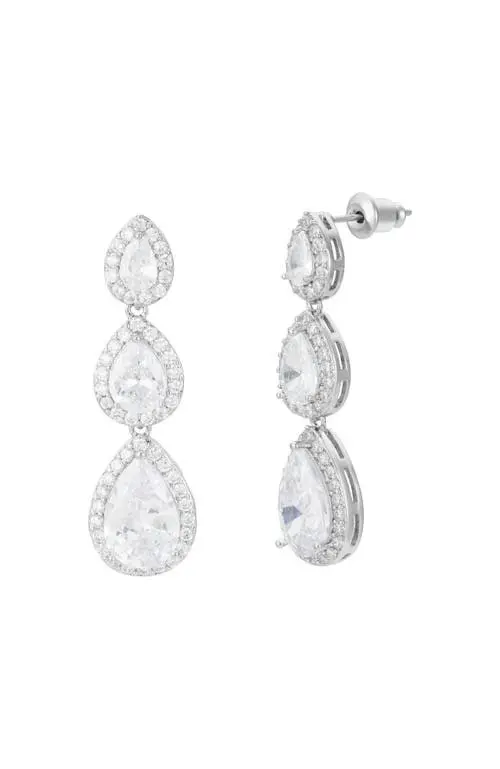 UNTAMED PETALS Dynasty Crystal Drop Earrings - Silver