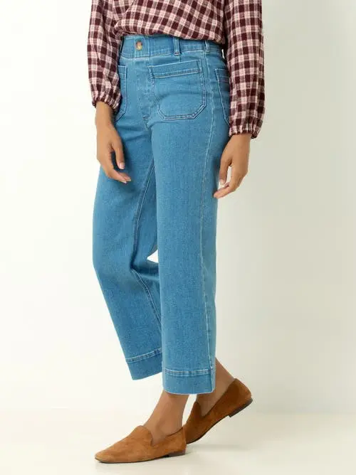 SINGLE STITCH High-rise Cropped Wide Leg Jeans