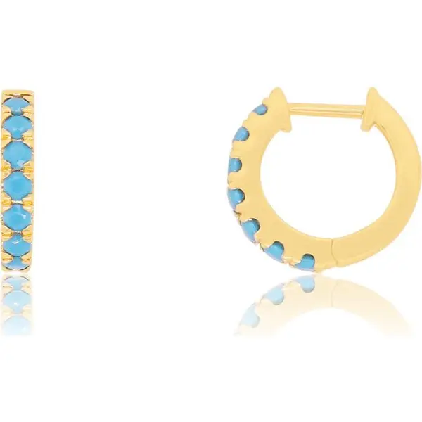 THE LOVERY FINE JEWELRY 14k Yellow Gold Huggie Hoop Earrings - Turquoise