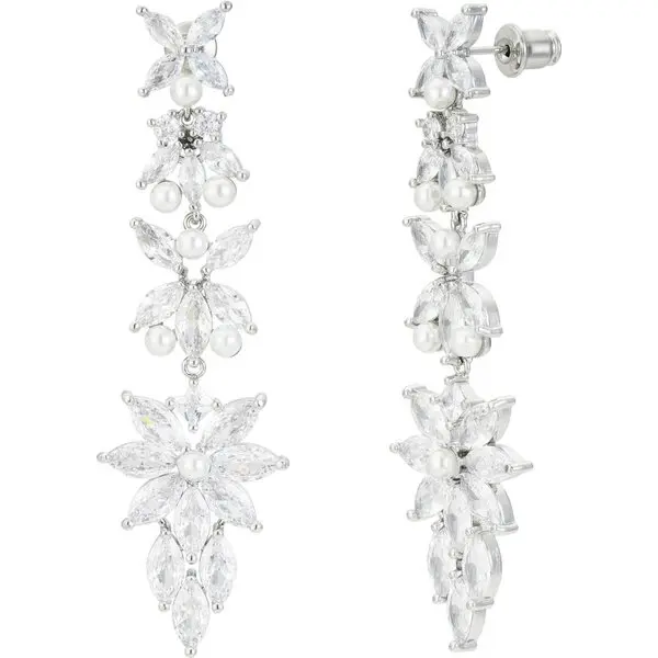 UNTAMED PETALS Rosette Crystal Drop Earrings - Silver