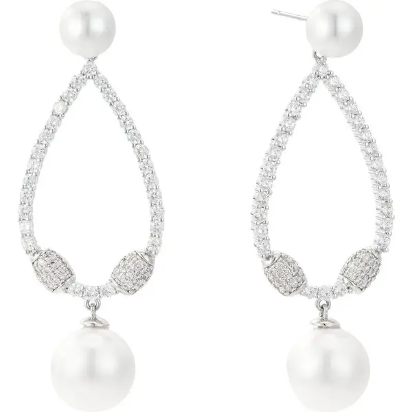UNTAMED PETALS Muse Pearl Drop Earrings - Silver