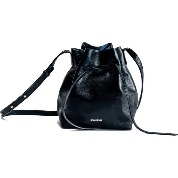 SABANDIJA Courtesy Leather Bucket Bag - Navy