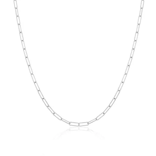 THE LOVERY FINE JEWELRY Mini Paperclip Link Chain Necklace - White Gold